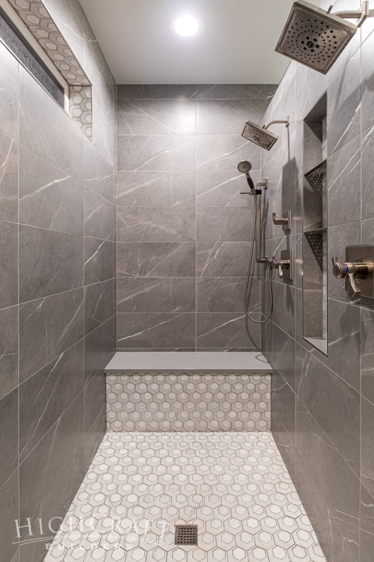 lake-loveland-custom-home-master-suite-shower-pan-hex-tiles - HighCraft