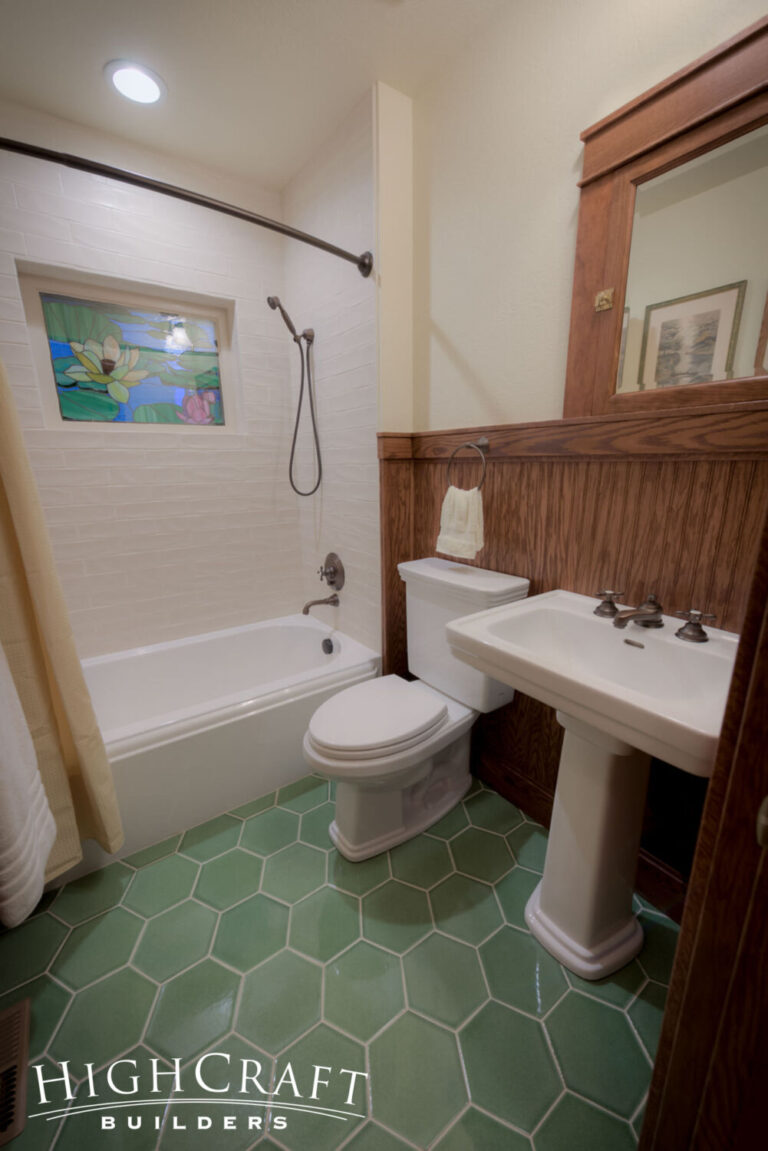 Craftsman-Bungalow-Restoration-Oak-Wainscoting-Pedestal-Sink-Green ...