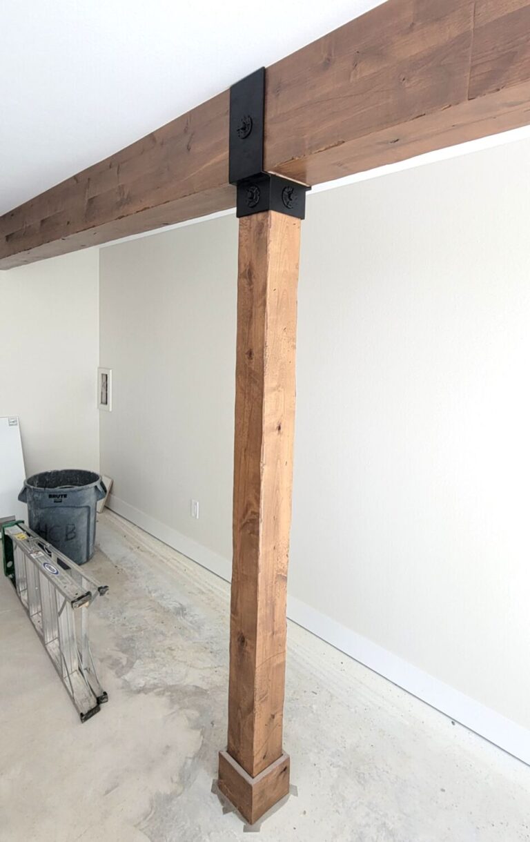 basement-remodel-wrapped-beam-modern-hardware - HighCraft